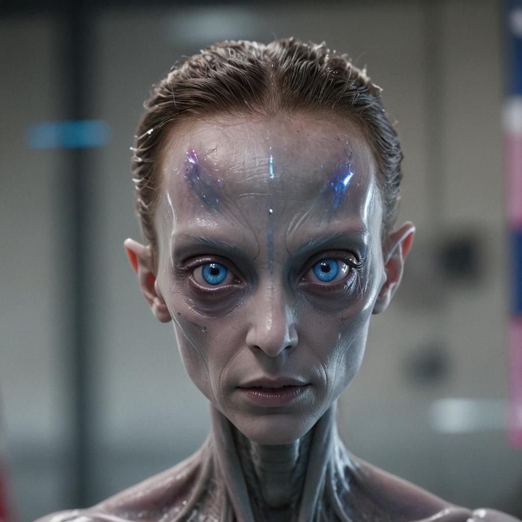 Futuristic Alien Encounter in a High-Tech Laborato... - AI Art