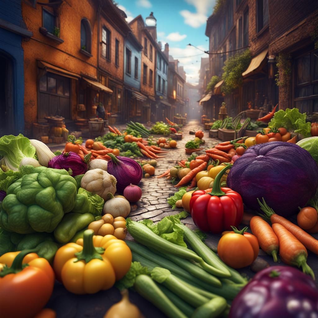 A street made of colorful vegetables - AI Generated Artwork - NightCafe ...
