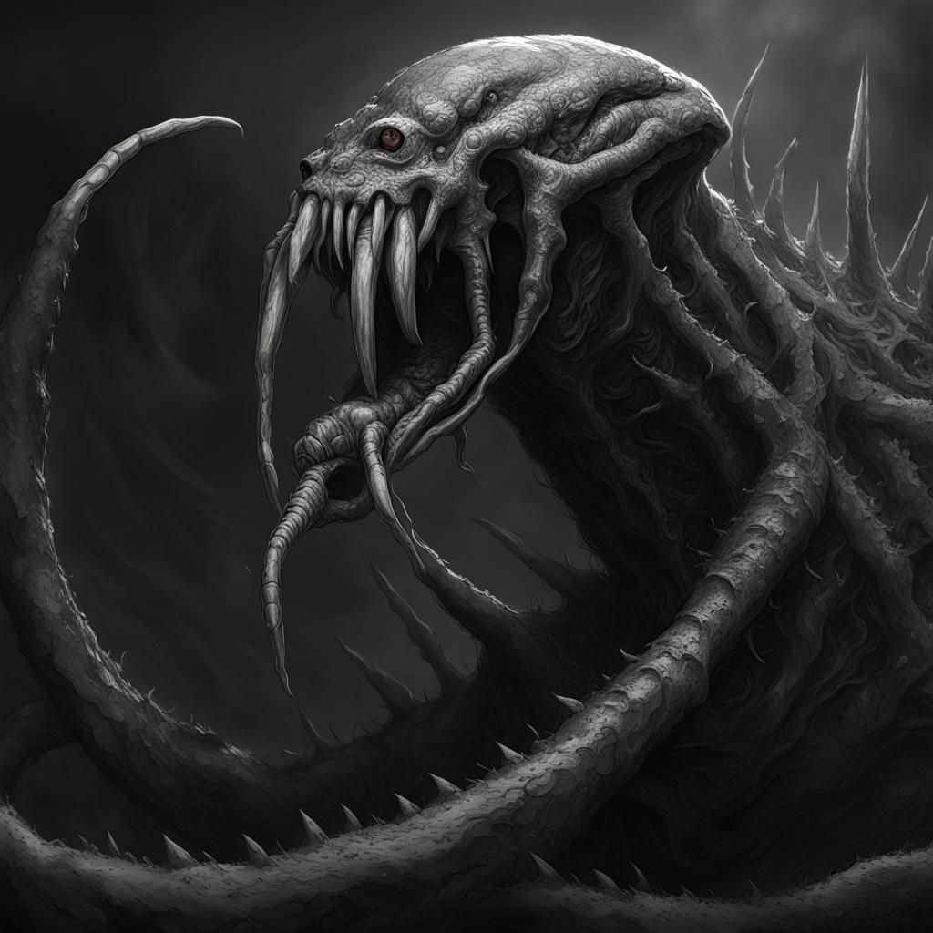Dark, worm, dark parasite, stinger, claws, teeth, flesh, disgusting ...