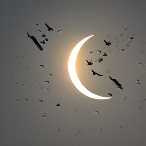 lunar eclipse with birds and solar eclipse - AI Generated Artwork ...