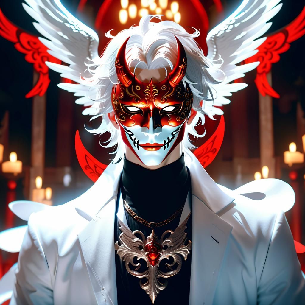 Angel behind a Mask - AI Generated Artwork - NightCafe Creator