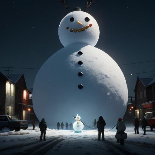 The largest Snowman on Earth actively shoving people in his mouth ...