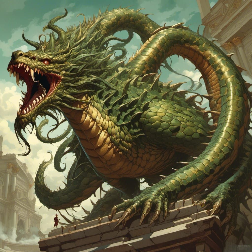 Menacing, ferocious monstrous Hydra from Greek mythology - AI Generated ...