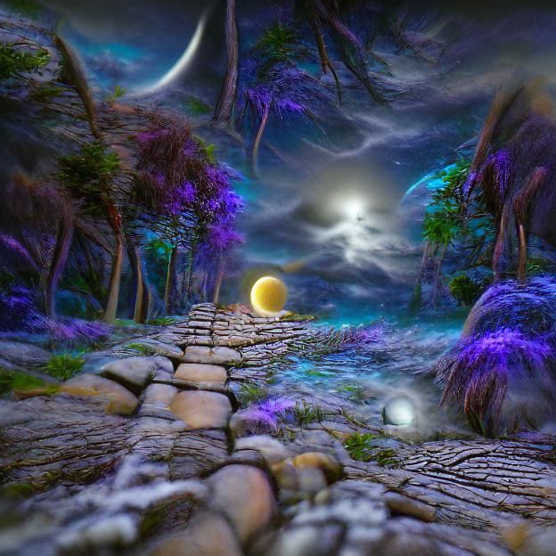 Moonlit path - AI Generated Artwork - NightCafe Creator