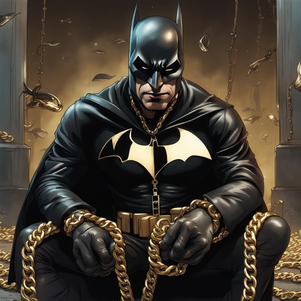 batman crouching down wearing a leather coat smiling at the camera ...