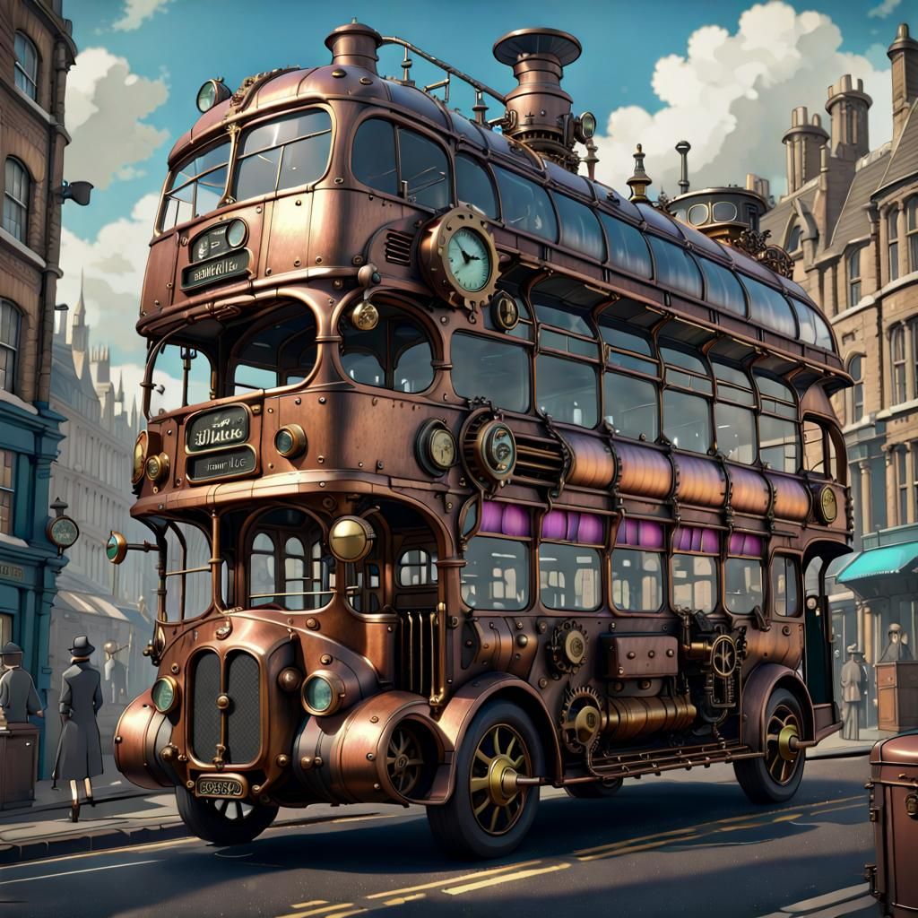 Steampunk Londen bus 8k resolution concept art hyperdetailed Studio ...