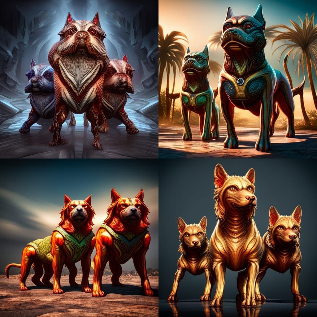 Cerberus Dogg version antiquite 8k beautiful colors fine details mesh textures beautiful ...