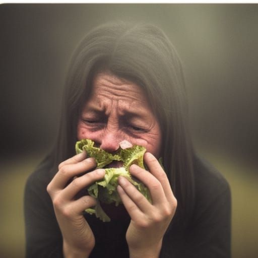 Appalachian woman crying eating a salad - AI Generated Artwork ...