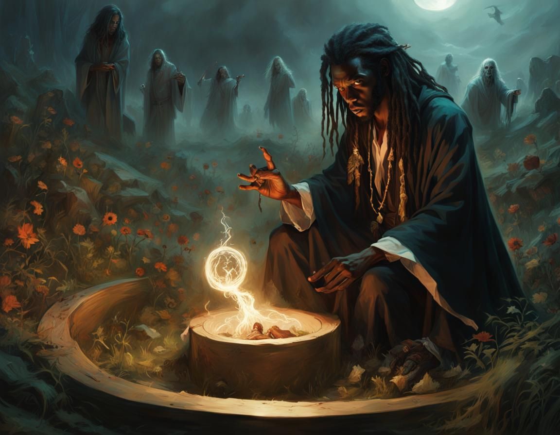 photo movie scene, long shot, african-american young male wizard casts ...