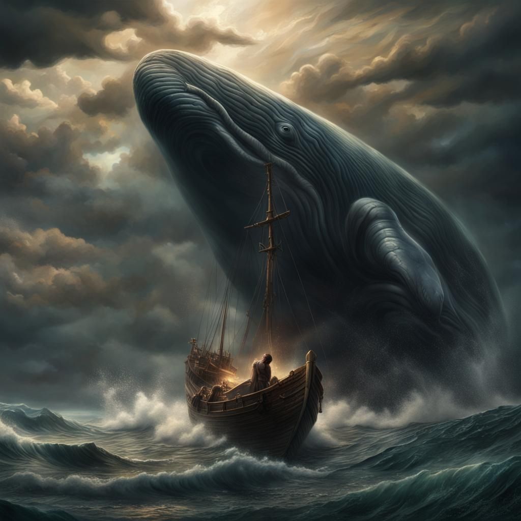 Biblical, Jonah and the whale - AI Generated Artwork - NightCafe Creator