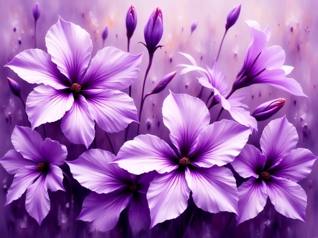 Purple Flower Power - Purple Hues Abound in Geometric Grung...