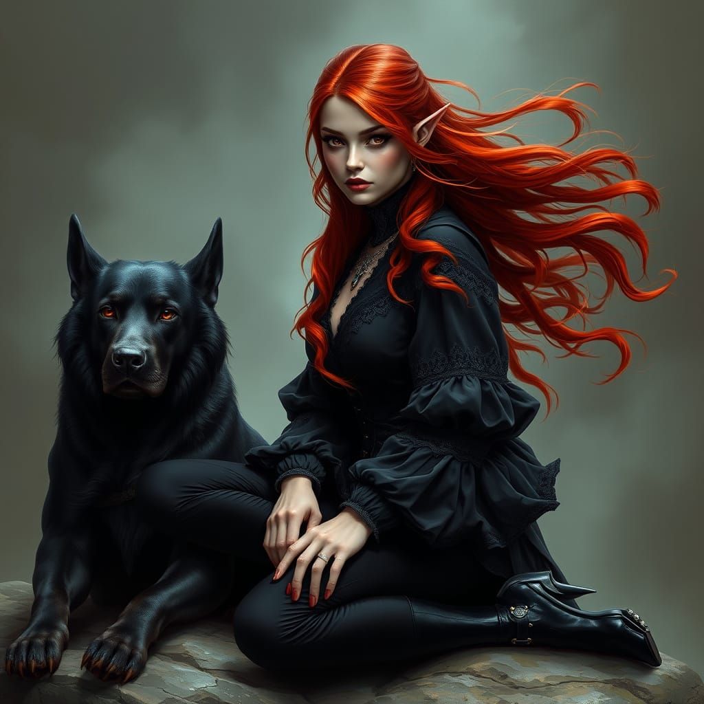 Ethereal Gothic Bard in Elegant Black Attire with ... - AI Art