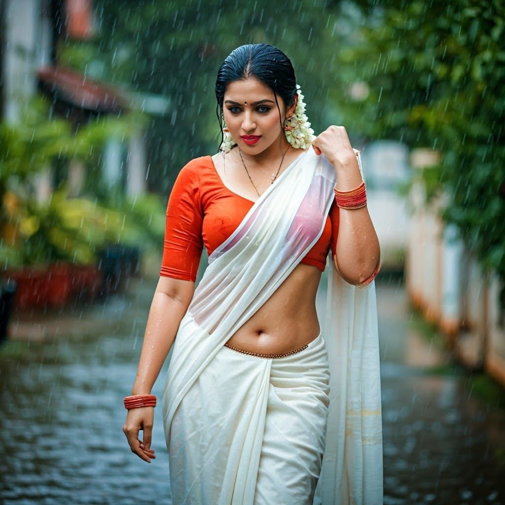 Ethereal Indian Beauty in Monsoon Splendor - AI Art