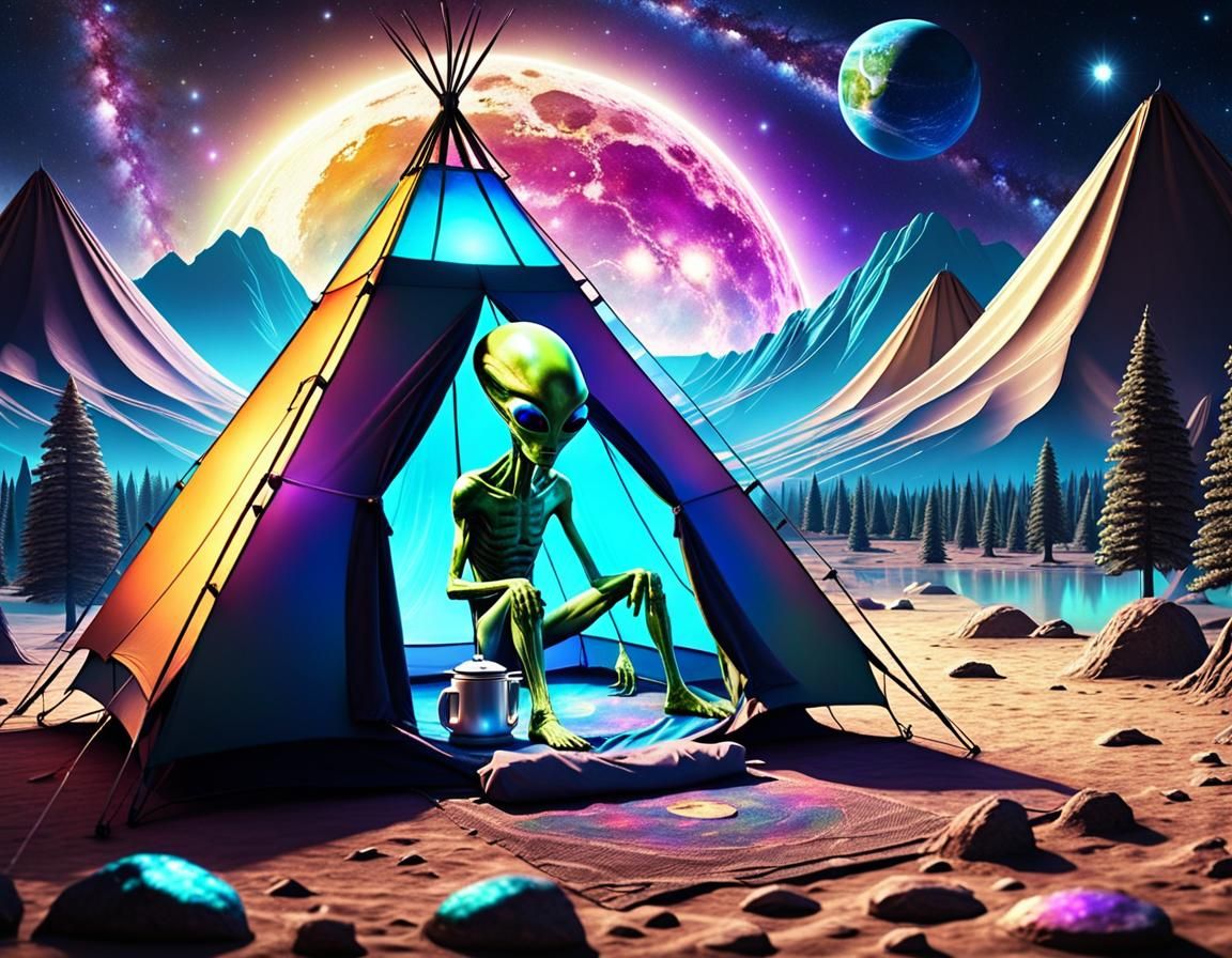 Camping - Alien Edition - AI Generated Artwork - NightCafe Creator