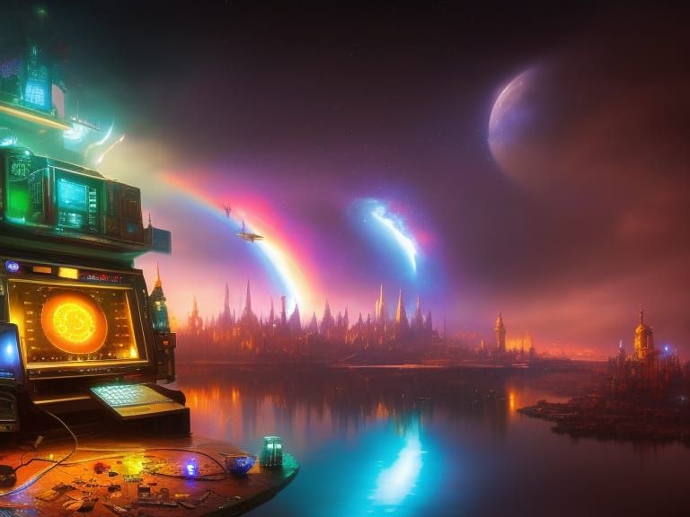 Elaborate hyperdetailed photo of a Little Lovely Magic Colorful Cyber ...