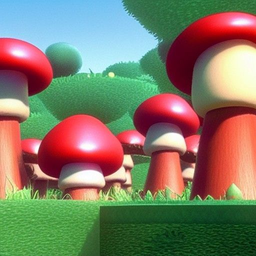 Mushroom Kingdom Matte Painting from Mario Franchi... - AI Art