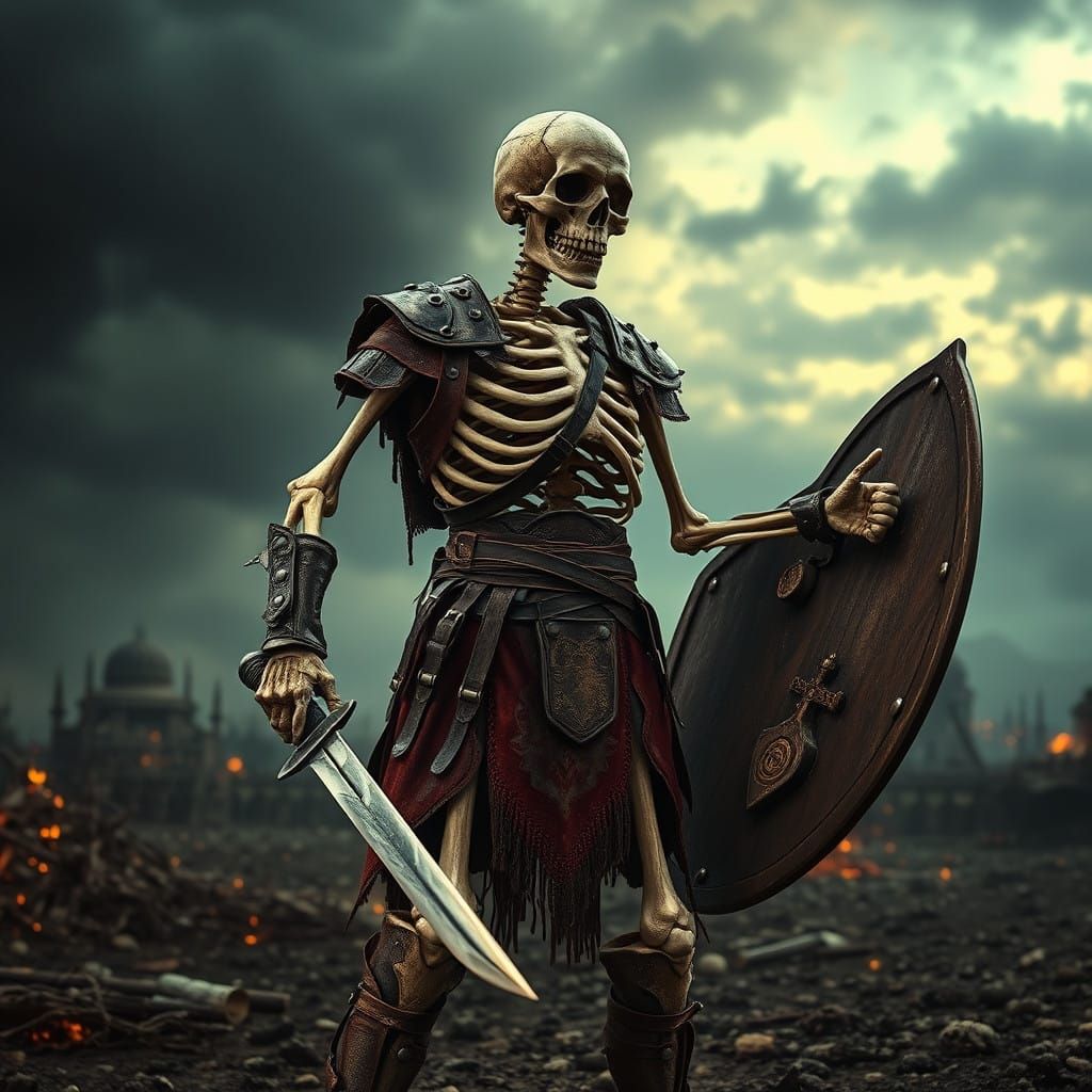 Epic Skeleton Warrior in Battle - AI Art