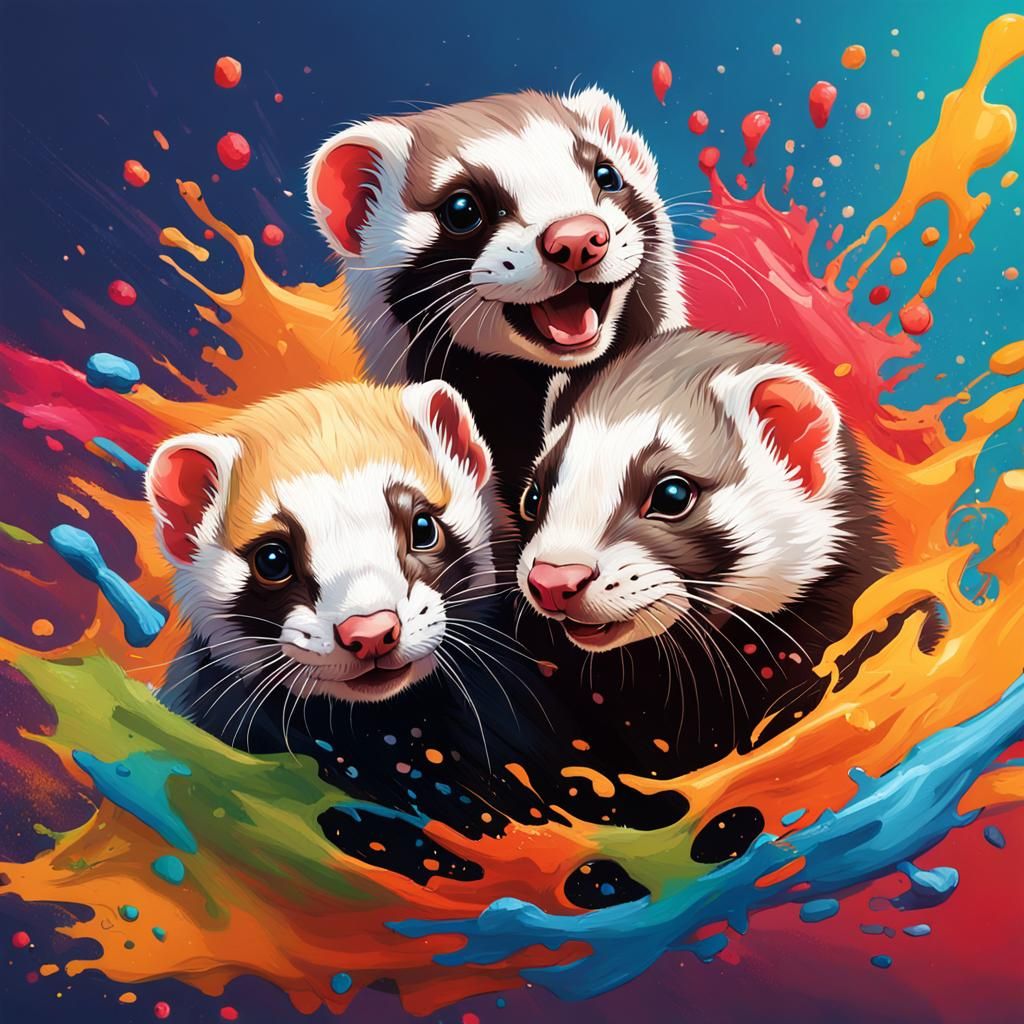 Happy playful ferrets - AI Generated Artwork - NightCafe Creator