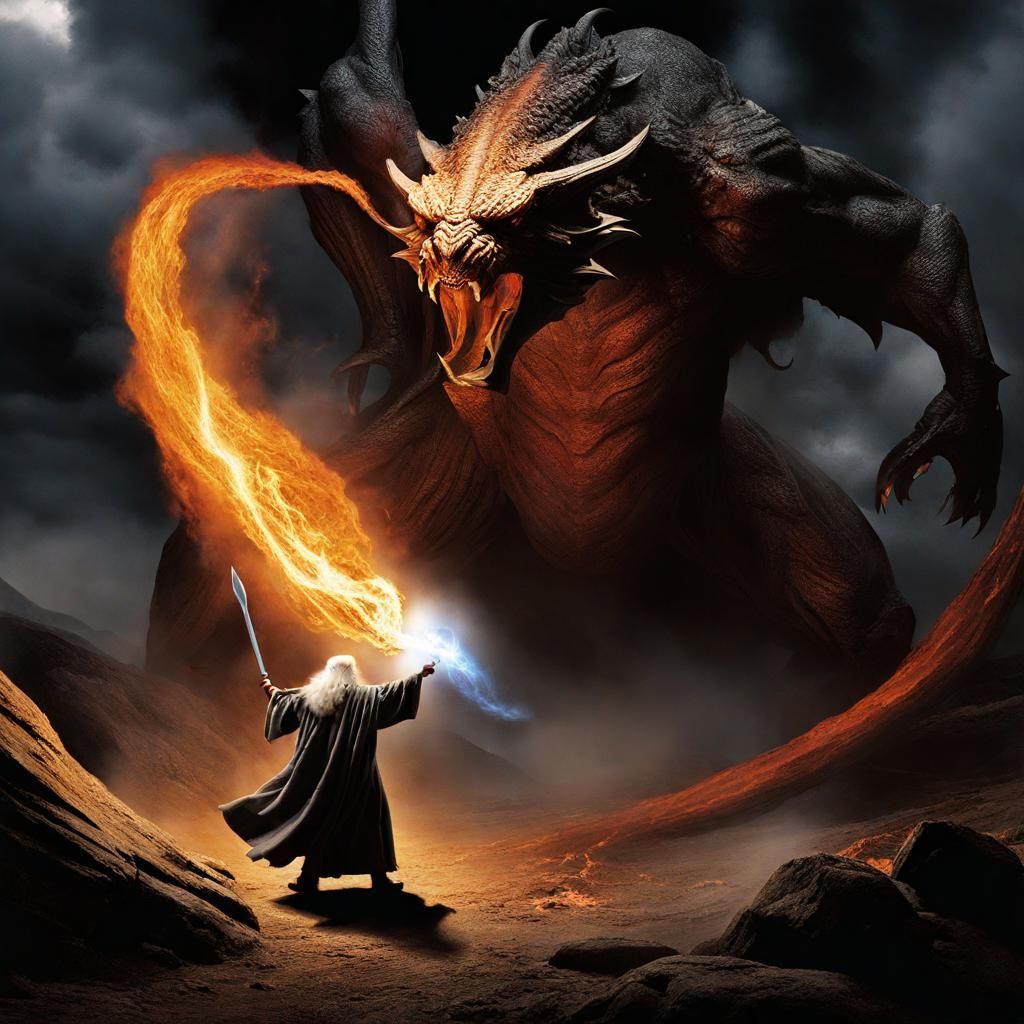 Gandalf versus the Balrog - AI Generated Artwork - NightCafe Creator