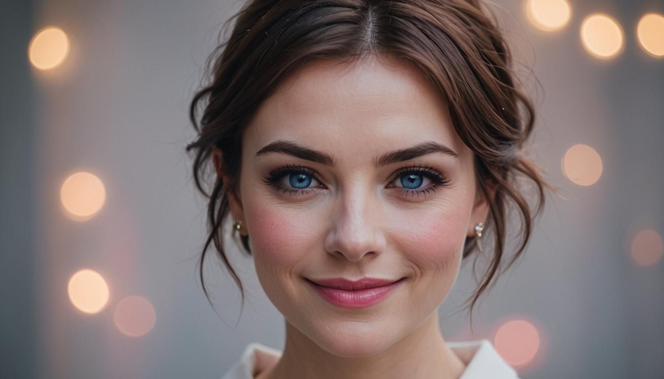 mid view. blushing cheeks. short chestnut hair. sweet, innocent, lovely ...