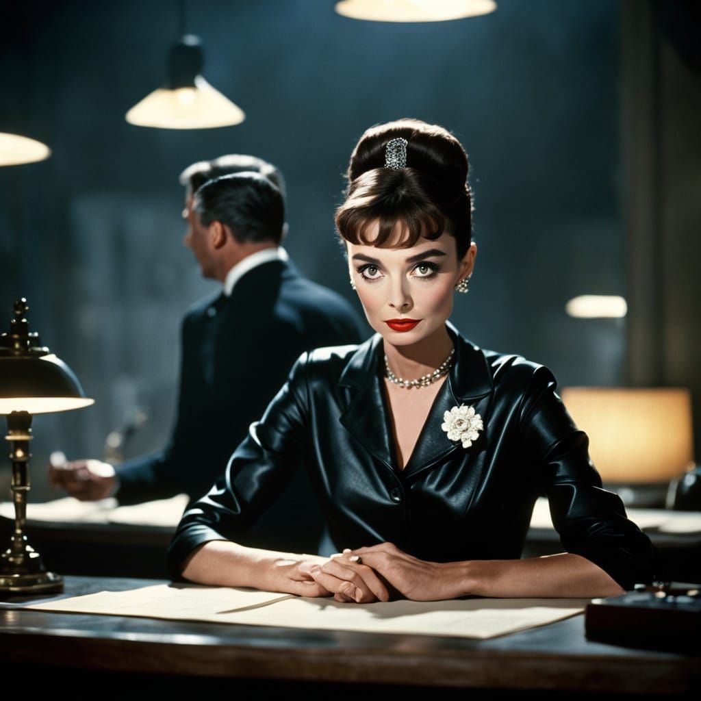 Audrey Hepburn as Selina Kyle, with Cary Grant as Bruce Wayne, in the ...