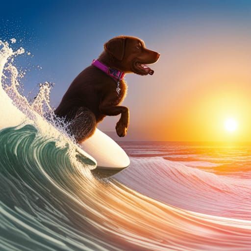 Dogs surfing waves - AI Generated Artwork - NightCafe Creator