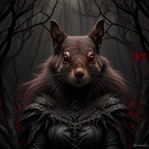 nasty squirrel - Gothic Squirrel with Glowing Eyes in Dark F...