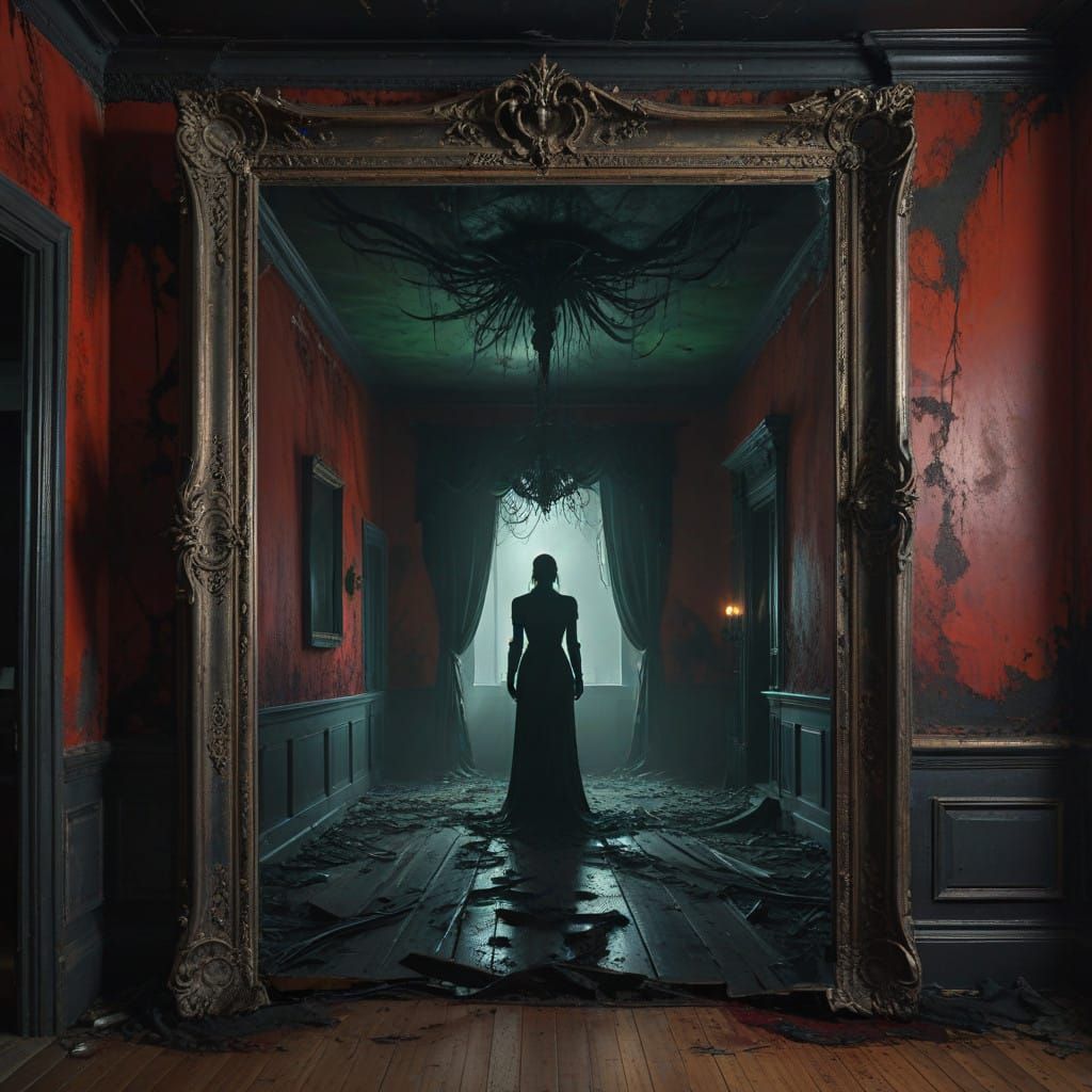 A dark, twisted entity, shrouded in tattered, black drapery, inhabits ...