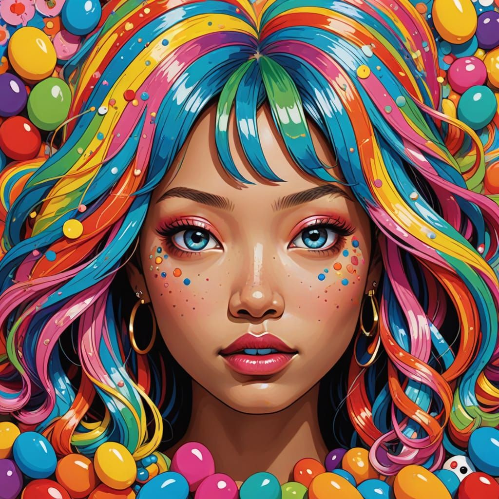 skittles - Vibrant Pop Art Portrait of a Potato as Nicki Min...