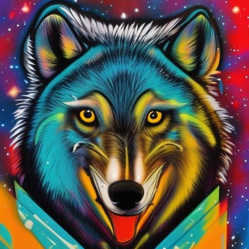 Timber Wolf in space - AI Generated Artwork - NightCafe Creator