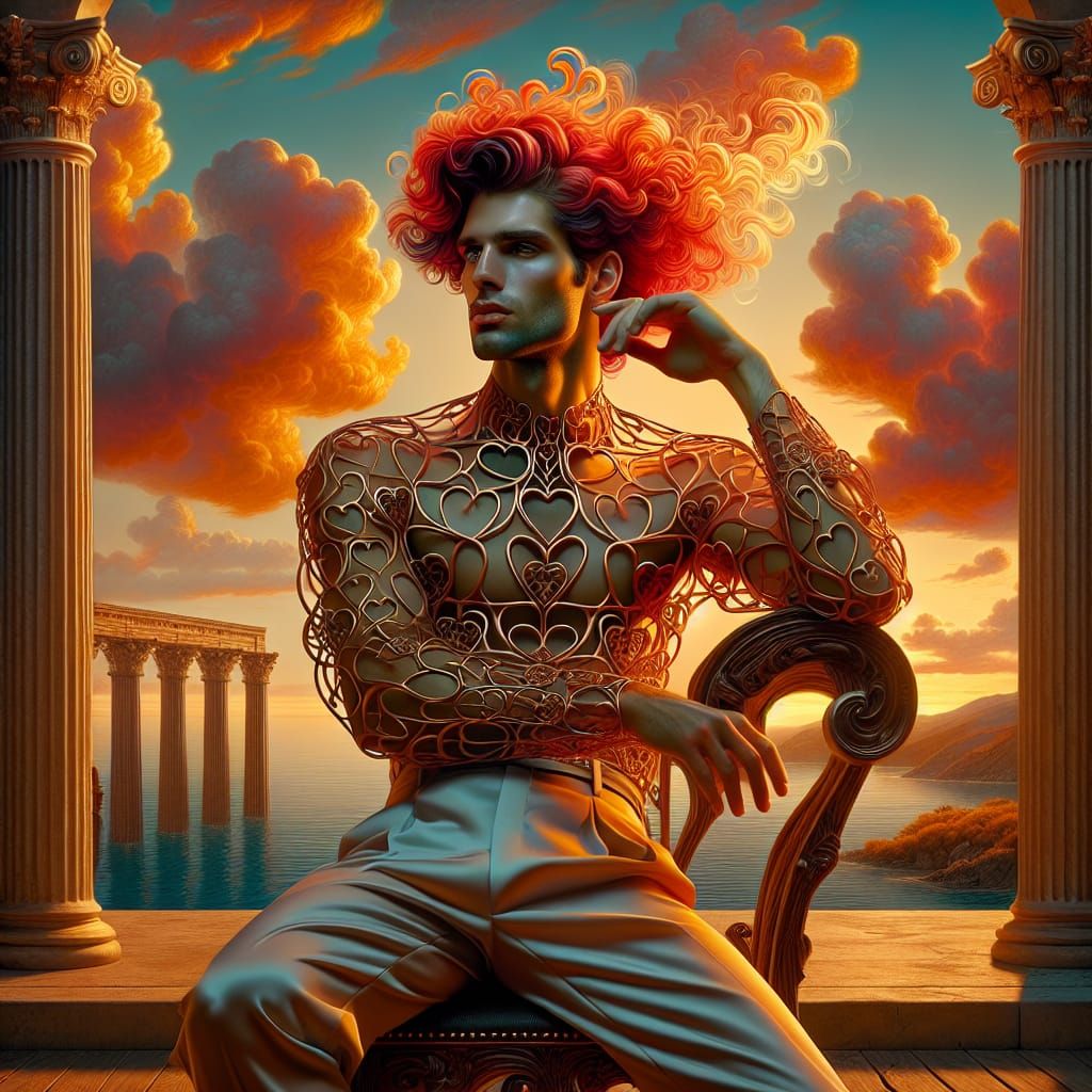 Modern Cupid - Hyperrealistic Italian God of Love in Art Nou...