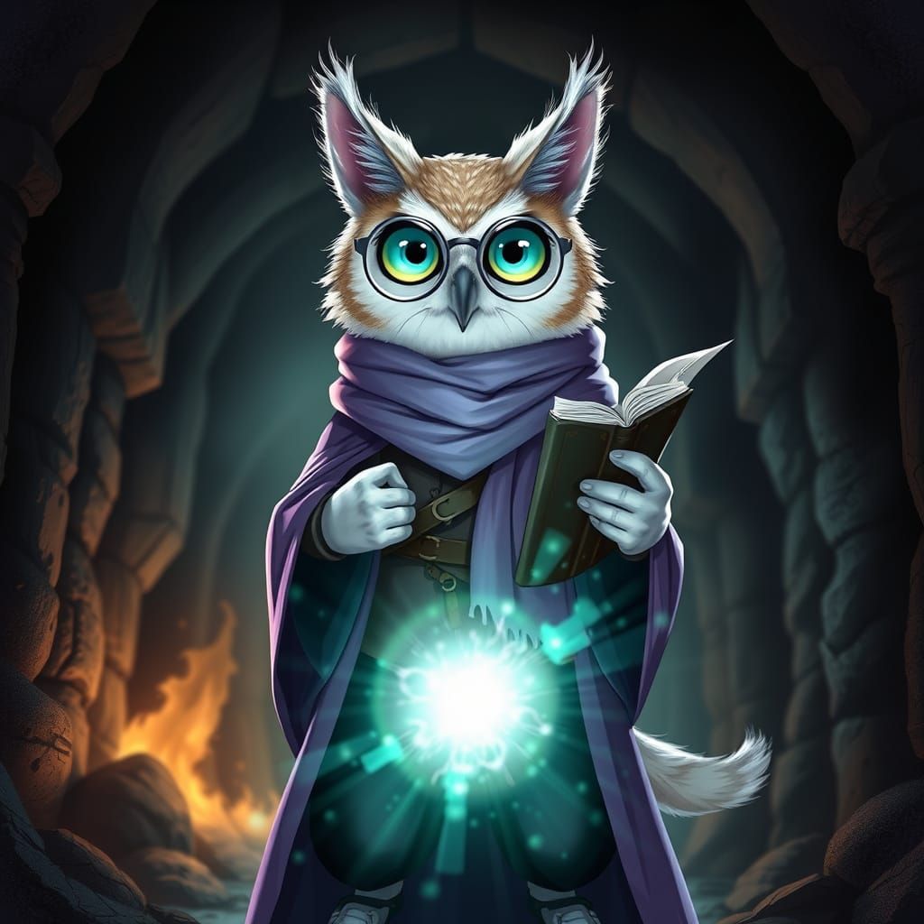 Digitigrade Wizard in Epic Dungeon Scene - AI Art