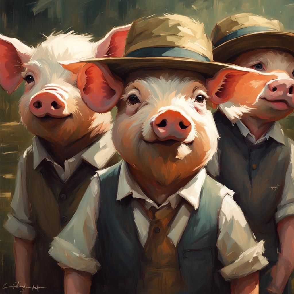 Three little pigs - AI Generated Artwork - NightCafe Creator