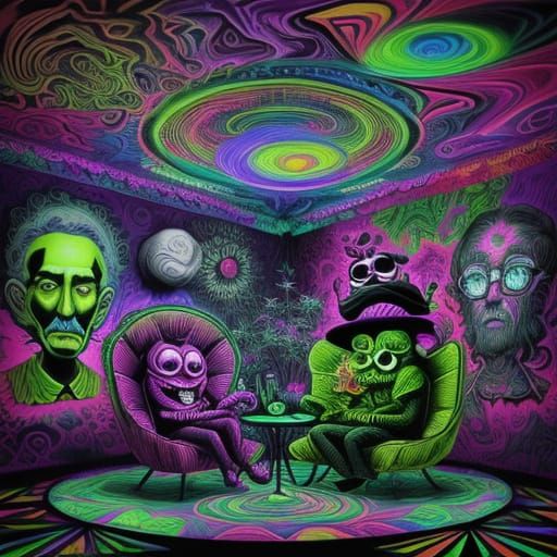 Surrealistic Charcoal Drawing of Cartoon Character... - AI Art