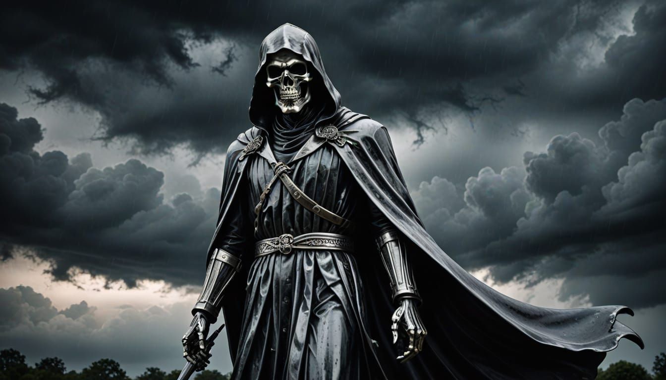 Grim Reaper in Chrome Art Deco Style - AI Art