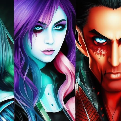 Vampires Splash art anime portrait colorful deep color - AI Generated ...