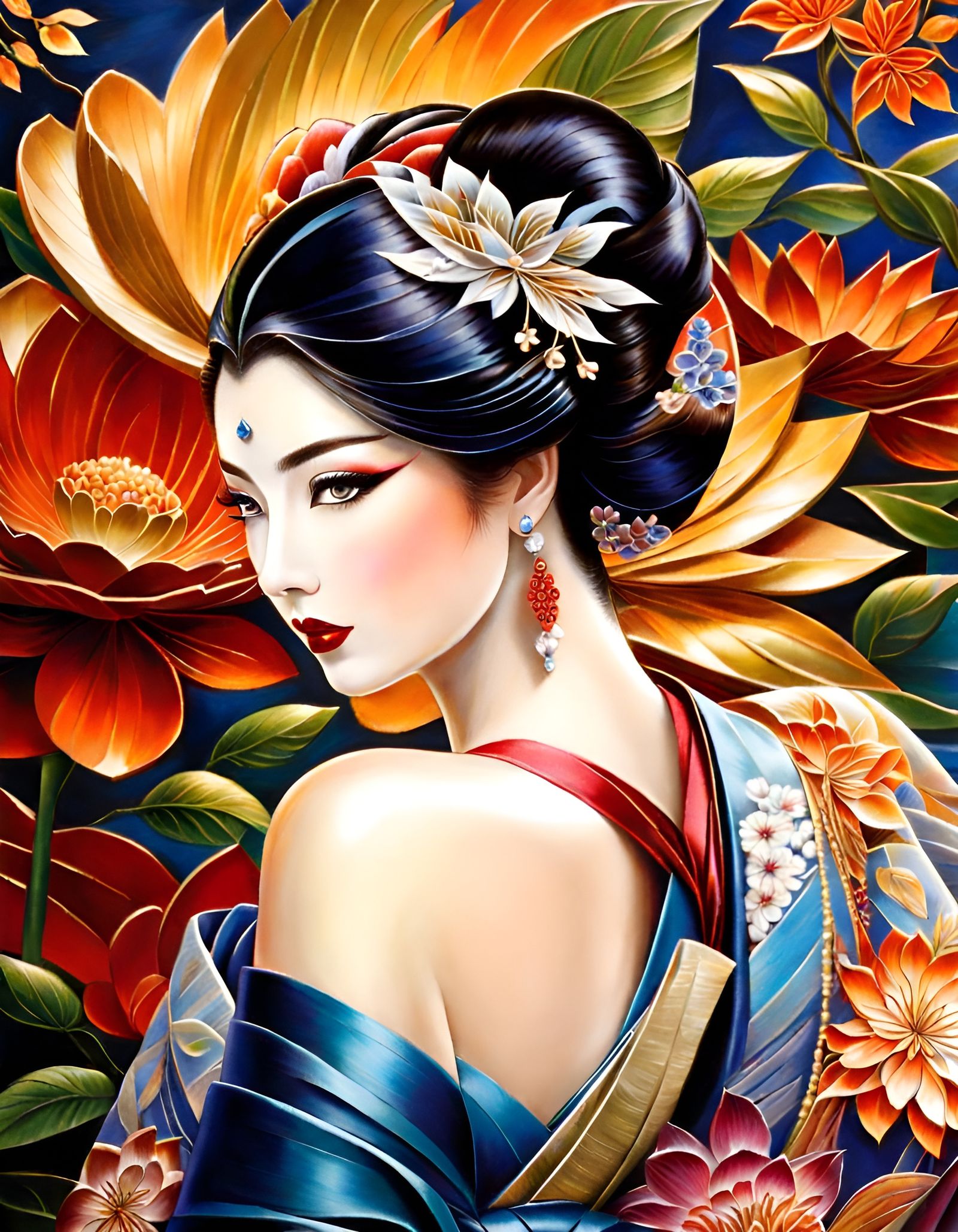 Charming Geisha in Beautiful Kimono - AI Generated Artwork - NightCafe ...