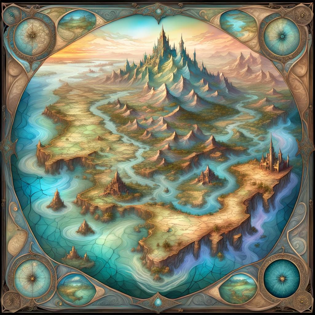 Beautiful Fantasy Map of an Enchanted Landscape - AI Generated Artwork ...