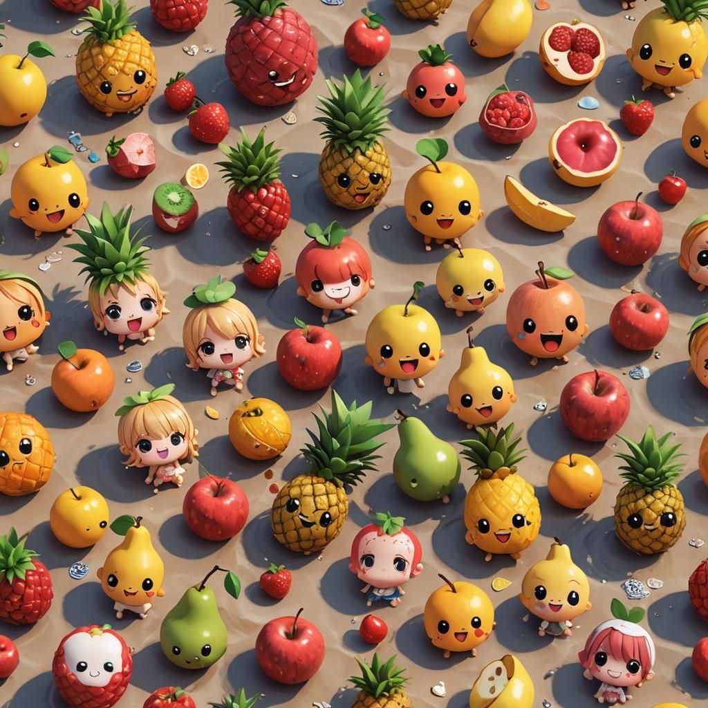 Chibi fruits having a beach party - AI Generated Artwork - NightCafe ...