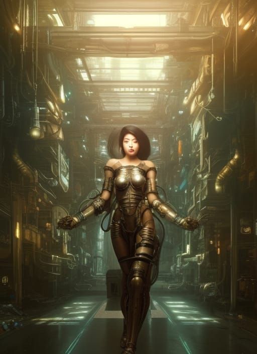 Alluring beautiful female android, intricate detailed environment ...