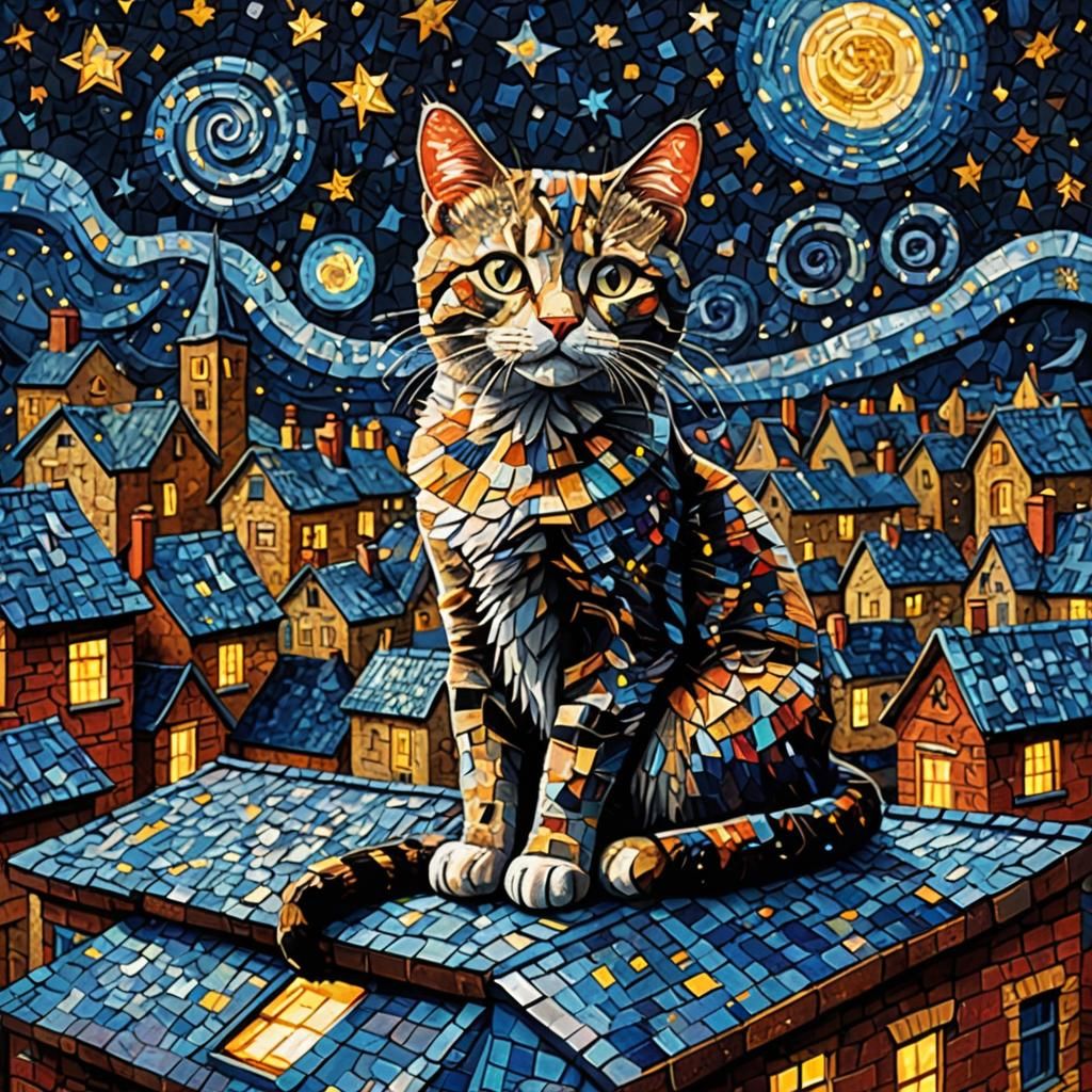 Kitty at Night - AI Generated Artwork - NightCafe Creator