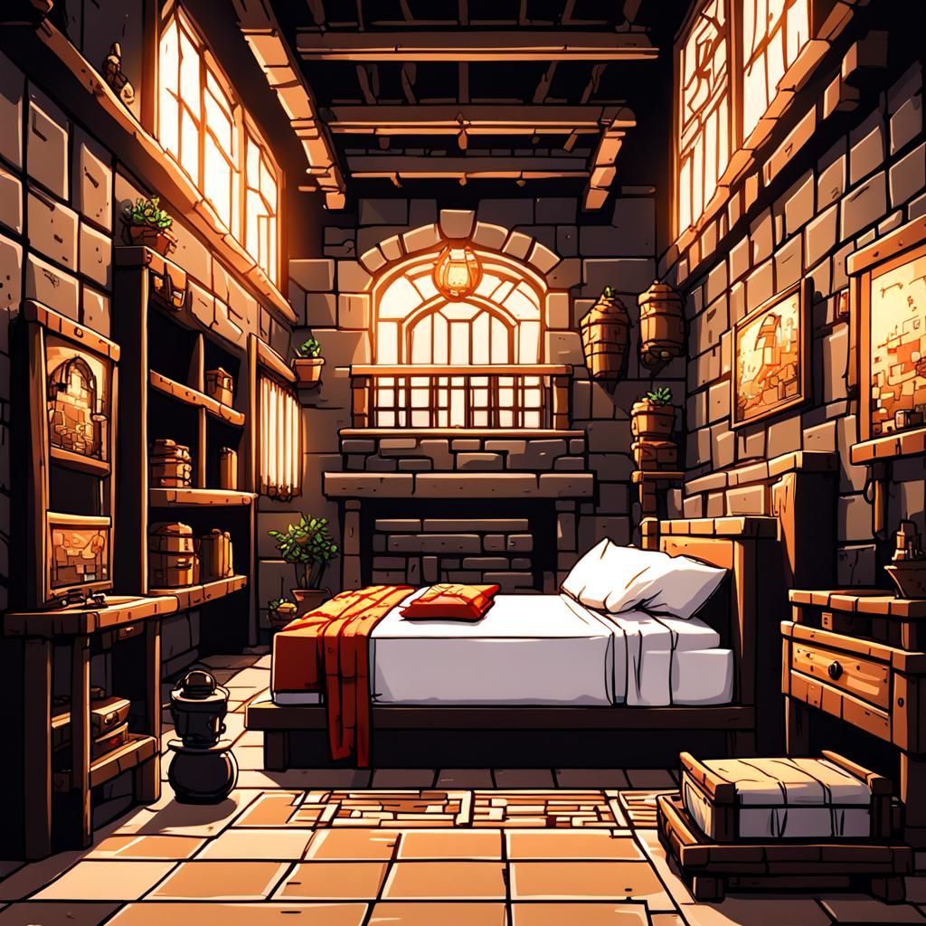 8 bit pixel bedroom - My Cozy Dungeon - AI Generated Artwork ...
