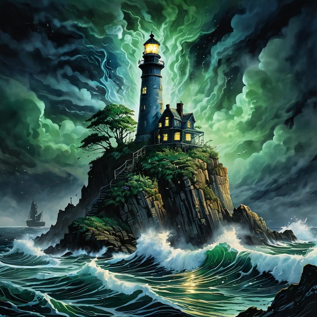 Mystical Lighthouse #6 - AI Generated Artwork - NightCafe Creator