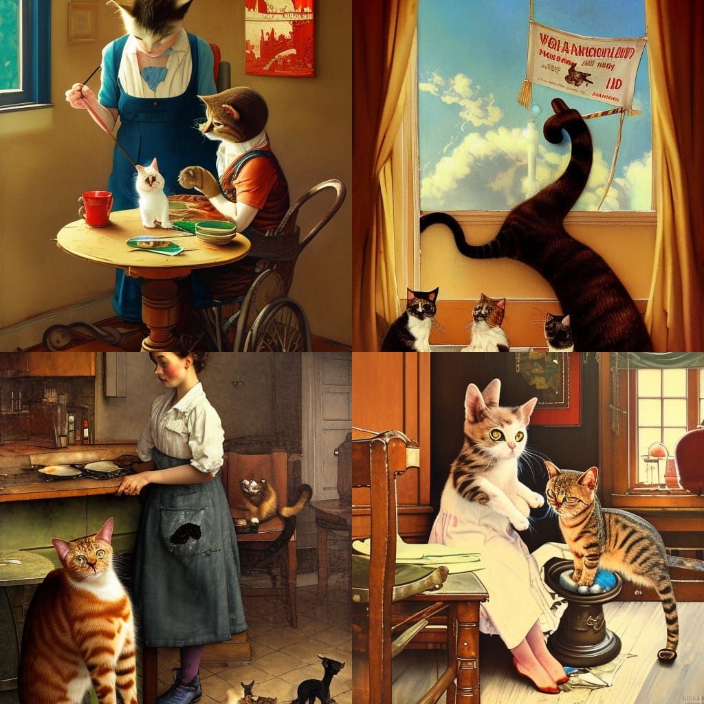 Norman Rockwell Cat - AI Generated Artwork - NightCafe Creator