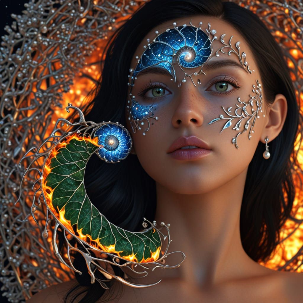 Ethereal Starry Night with Nautilus Curves in Phot... - AI Art