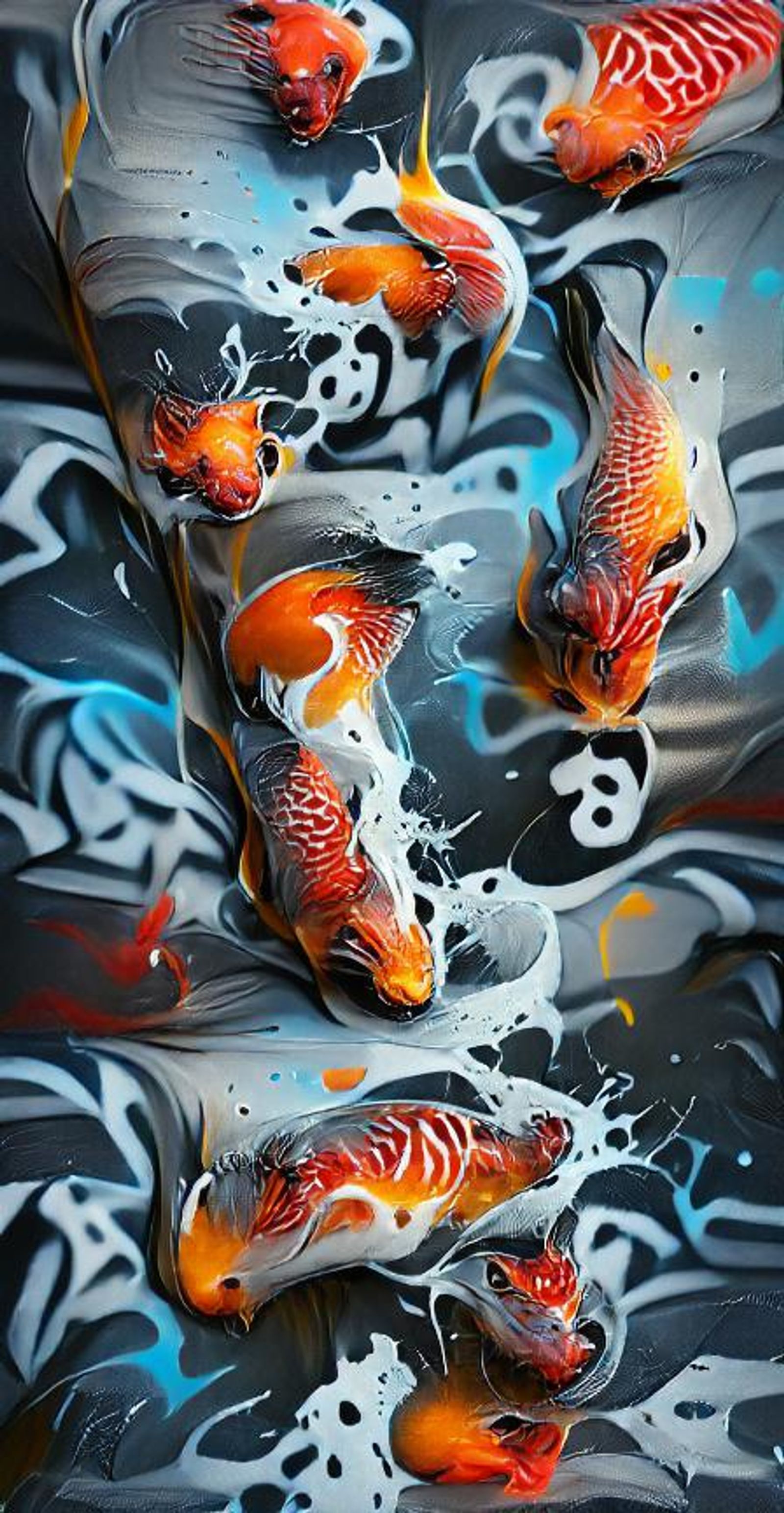 Four Japanese koi fish - AI Generated Artwork - NightCafe Creator
