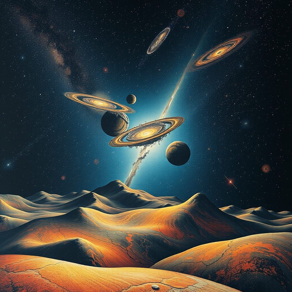 Surreal Cosmic Landscapes Unfold in Deep Space - AI Art