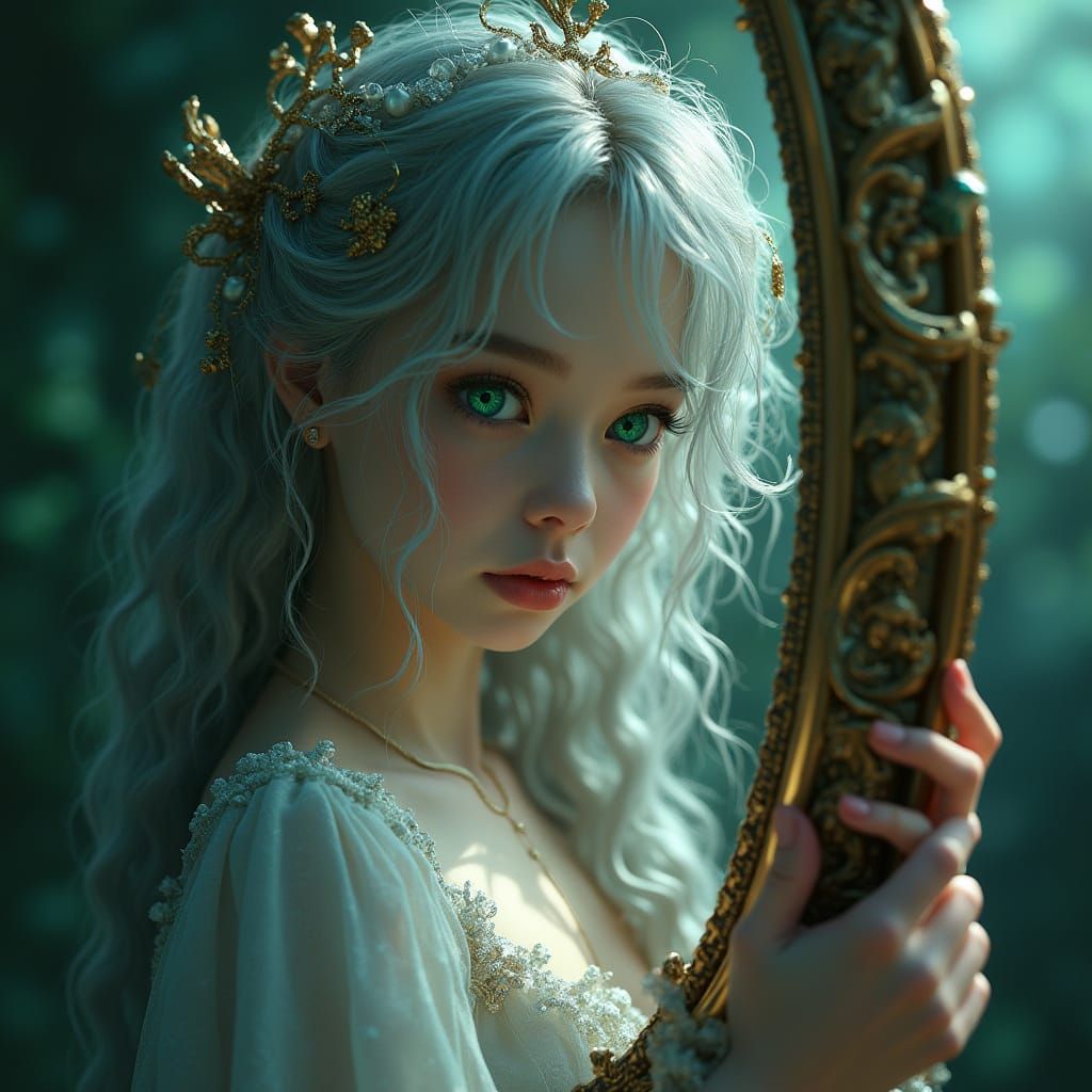 Green eyes - Ethereal Fantasy Goddess Gazing into Mystical M...