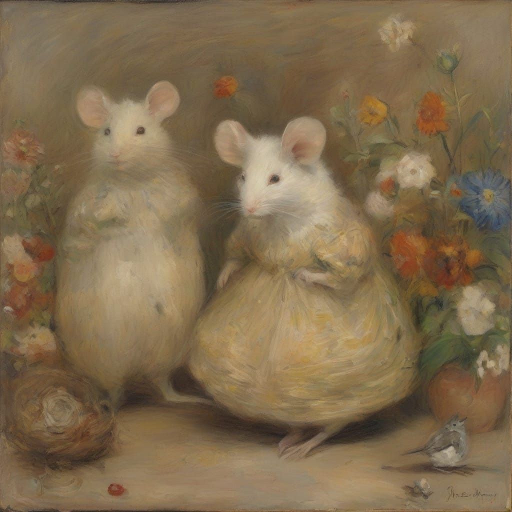 Regal Mouse in Elegant Flower Crown - AI Art