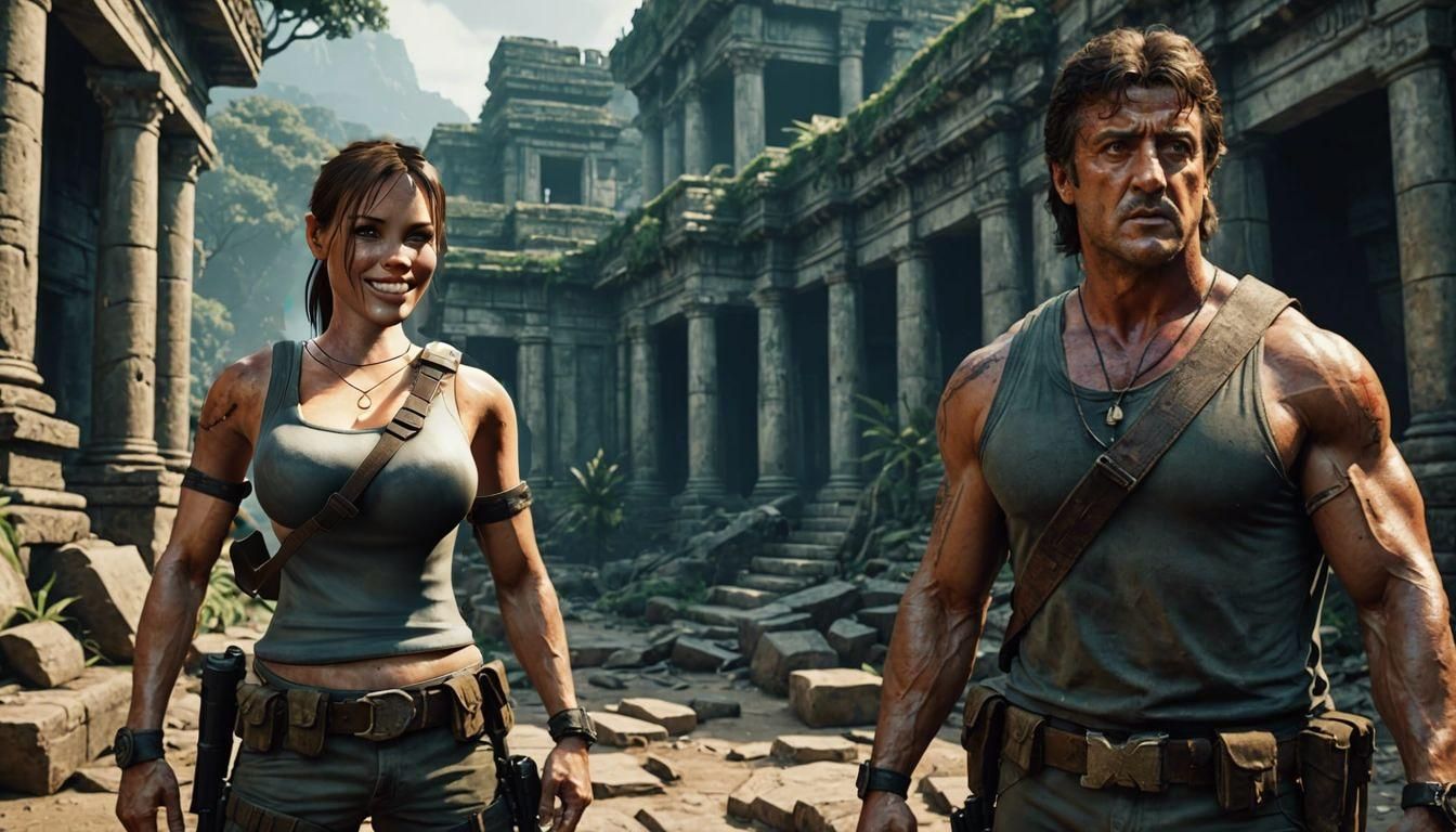 Lara Croft & Rambo - AI Generated Artwork - NightCafe Creator